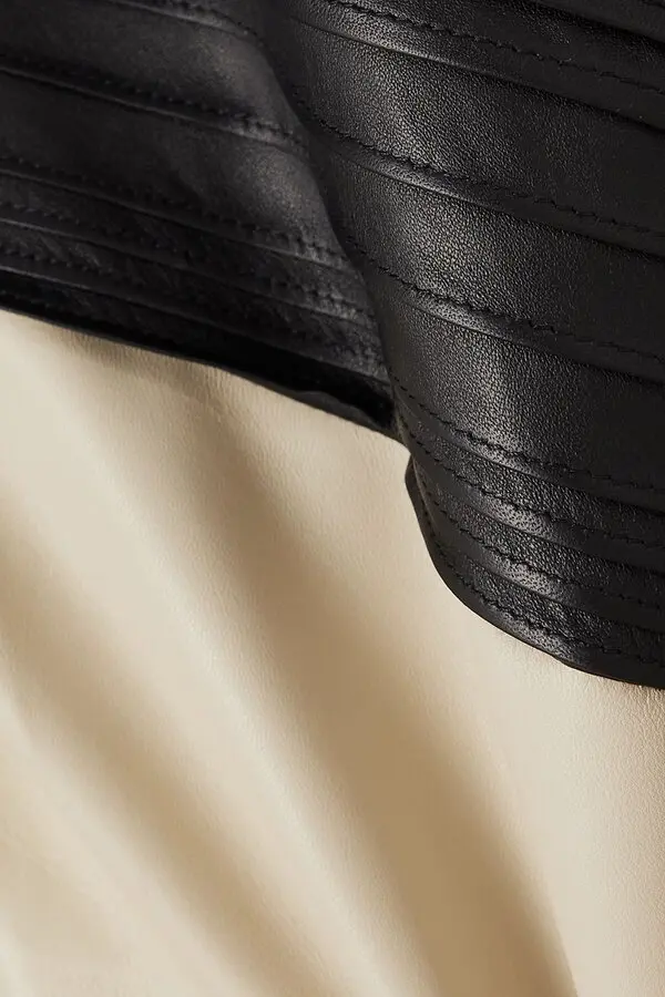 PETER DO Pintucked Leather Straight-leg Trousers