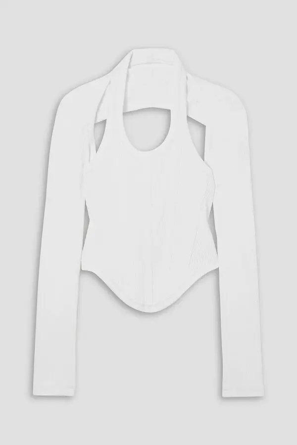 DION LEE Modular Cutout Ribbed Bustier Top