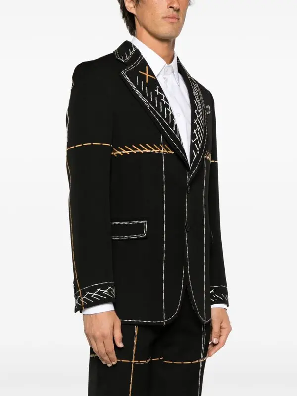 Moschino Contrast-stitching Virgin Wool Blazer