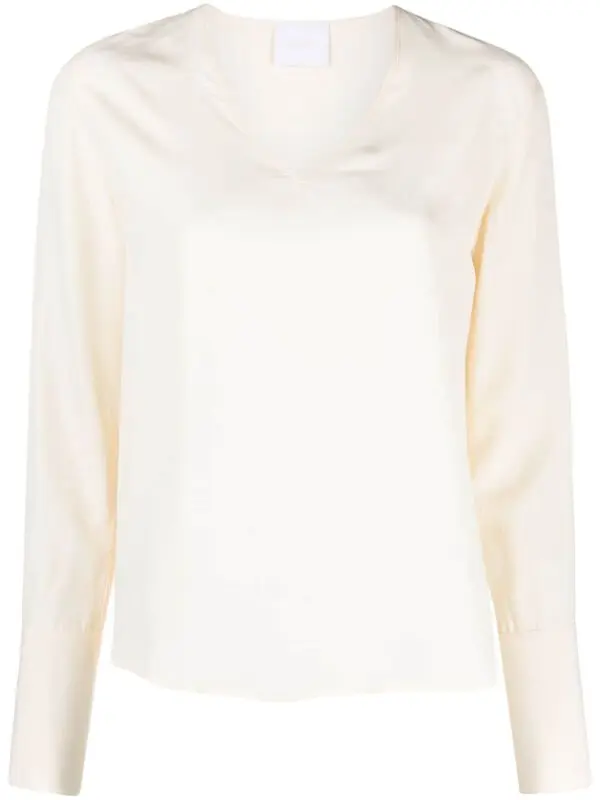 MERCI Long Sleeve V-neck Blouse