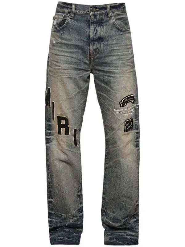Amiri Logo-patch Distressed Jeans - Blue