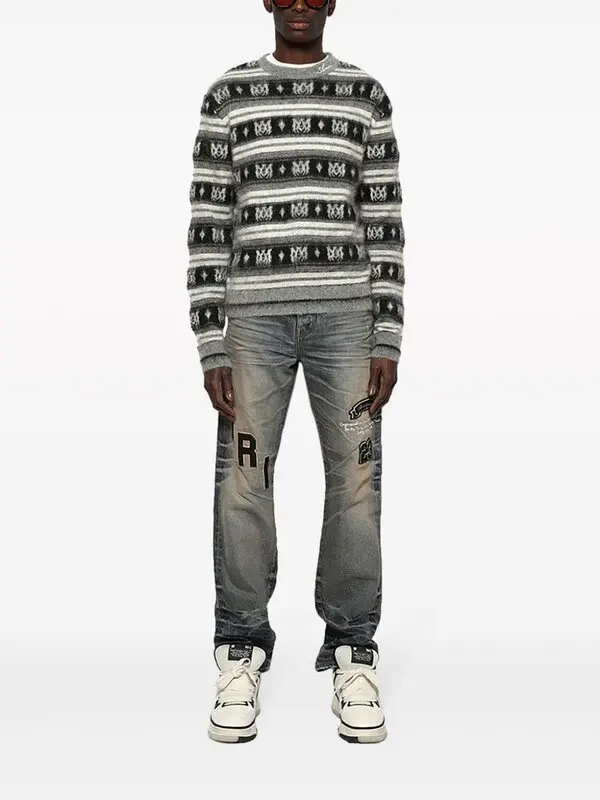 Amiri Logo-patch Distressed Jeans - Blue