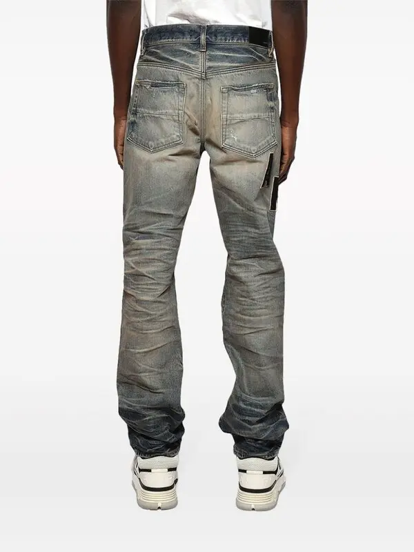 Amiri Logo-patch Distressed Jeans - Blue