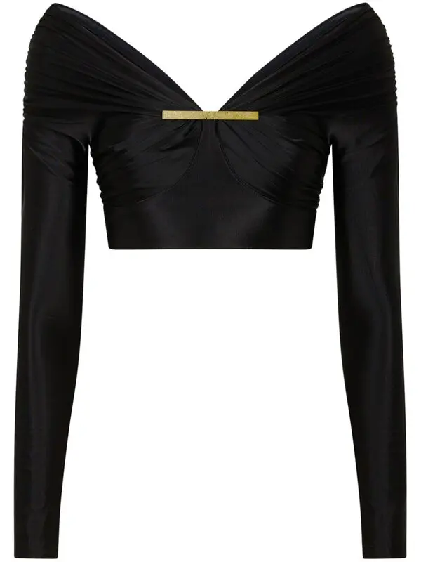 Rabanne Glossy Cropped Top - Black