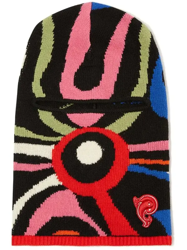 Emilio Pucci Marmo-Intarsia Wool Balaclava Beanie In Black  display picture 1