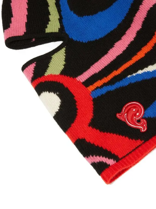 Emilio Pucci Marmo-Intarsia Wool Balaclava Beanie In Black  display picture 3