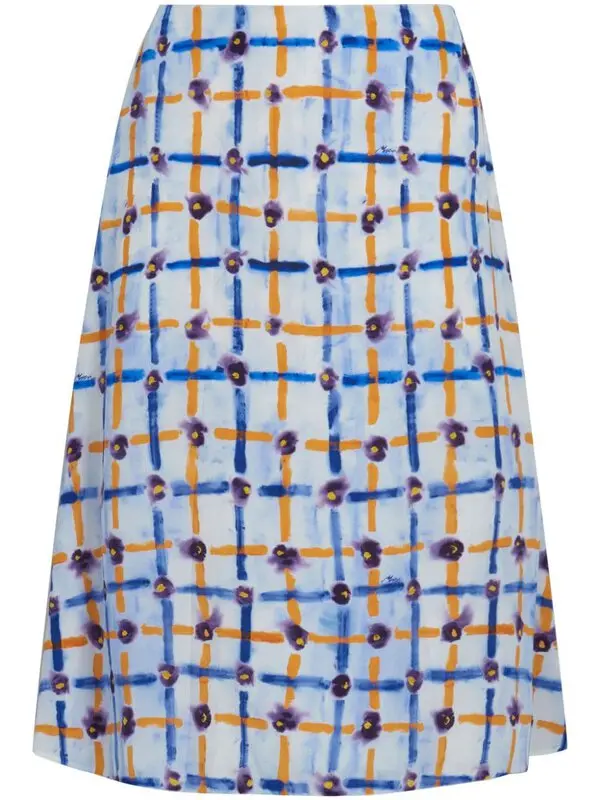 Marni Graphic-print Silk Midi Skirt