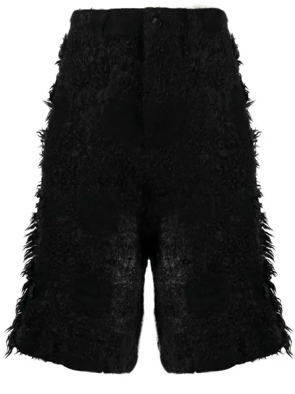 Comme Des Garçons Faux-shearling Wool Shorts - Black