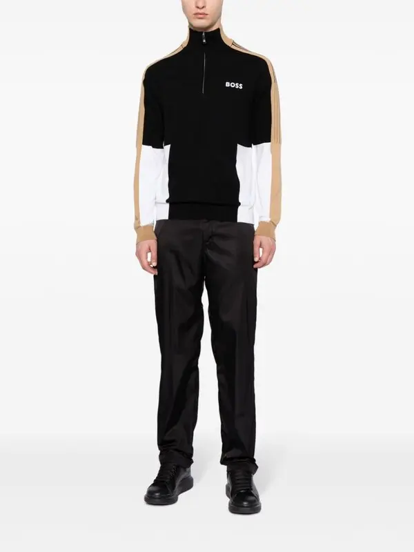 BOSS Color-block Zip-up Sweatshirt - Black