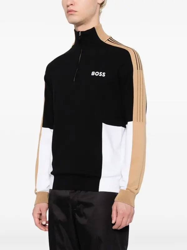 BOSS Color-block Zip-up Sweatshirt - Black