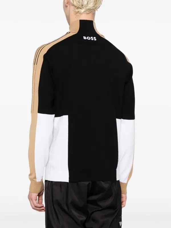 BOSS Color-block Zip-up Sweatshirt - Black