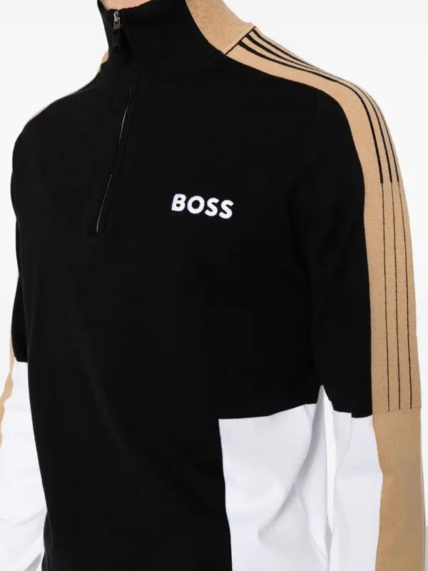 BOSS Color-block Zip-up Sweatshirt - Black
