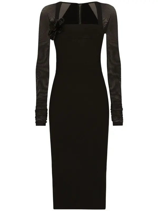 Dolce & Gabbana Jersey Calf-length Dress With Tulle Sleeves