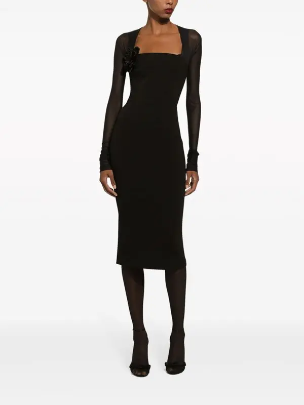 Dolce & Gabbana Jersey Calf-length Dress With Tulle Sleeves