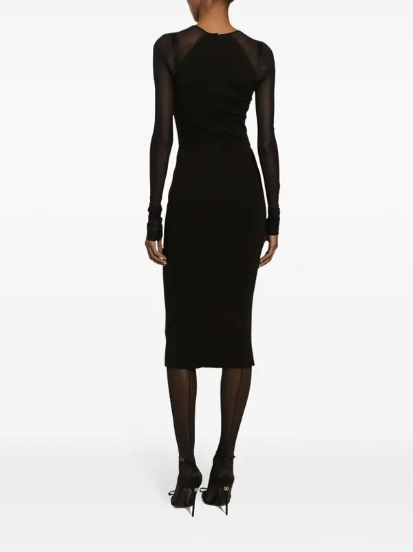 Dolce & Gabbana Jersey Calf-length Dress With Tulle Sleeves
