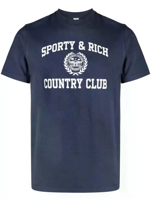 Sporty & Rich Cotton Logo T-shirt - Blue