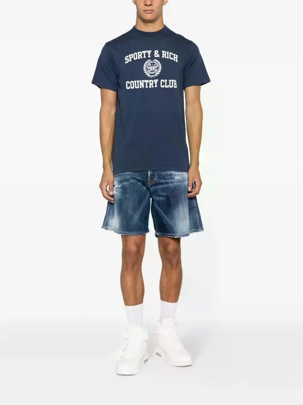 Sporty & Rich Cotton Logo T-shirt - Blue