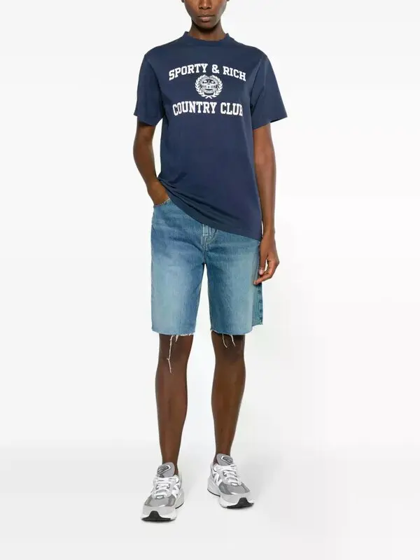 Sporty & Rich Cotton Logo T-shirt - Blue