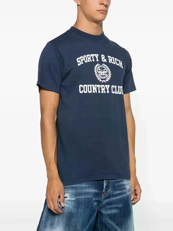 Sporty & Rich Cotton Logo T-shirt - Blue
