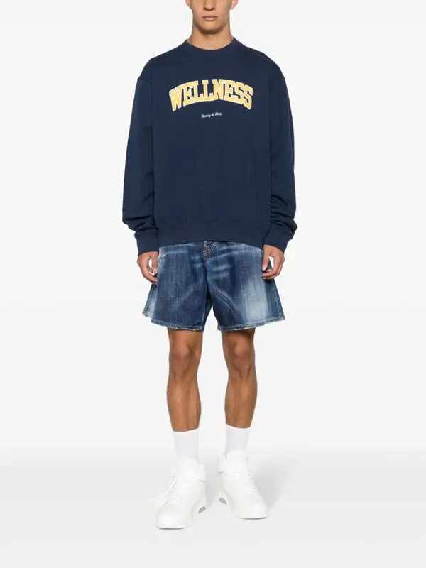 Sporty & Rich Text-print Cotton Sweatshirt - Blue