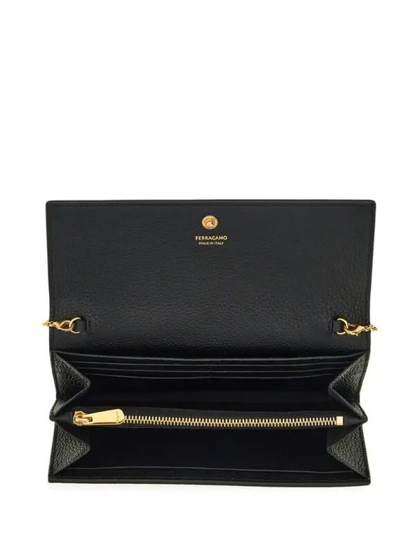 FERRAGAMO Gancini-plaque Leather Wallet-on-chain - Black