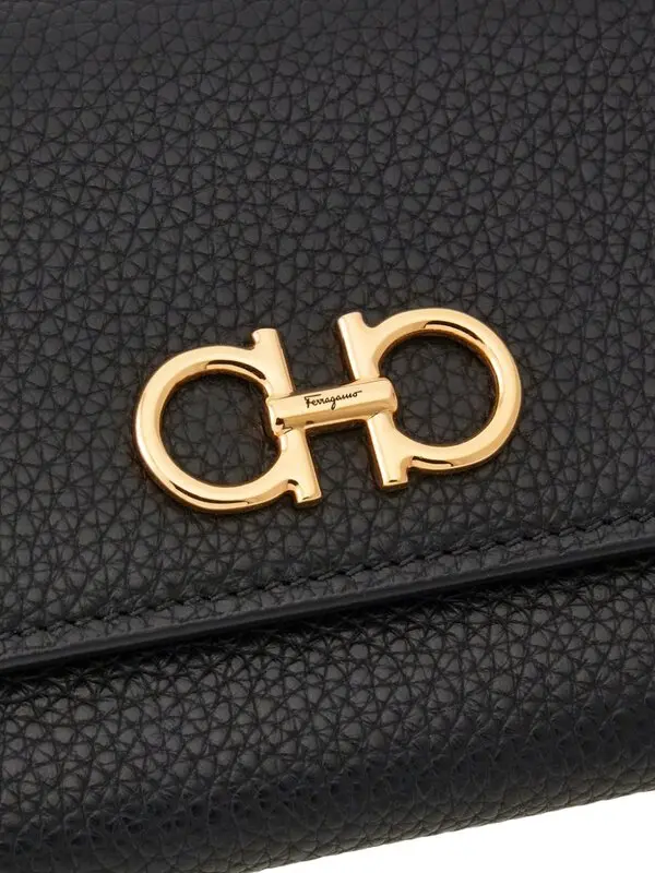 FERRAGAMO Gancini-plaque Leather Wallet-on-chain - Black