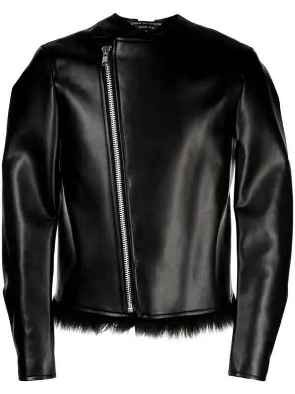 Comme Des Garçons Faux-fur Lined Biker Jacket - Black
