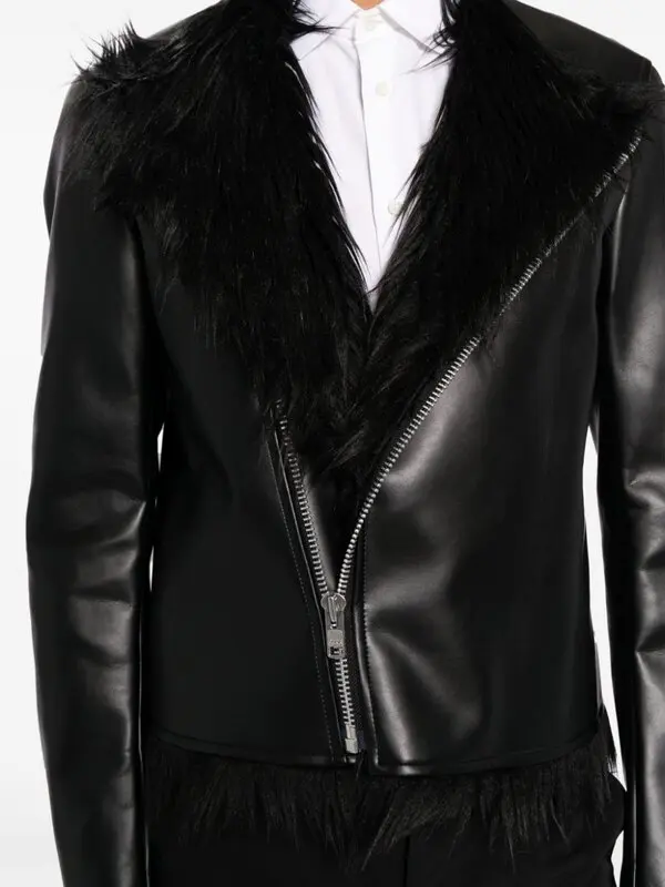 Comme Des Garçons Faux-fur Lined Biker Jacket