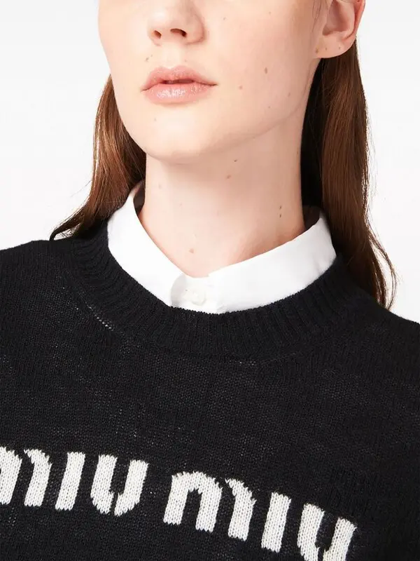 Miu Miu Logo-intarsia Cashmere Jumper