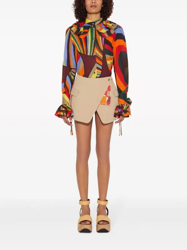 Emilio Pucci Abstract Print Ruffled Blouse
