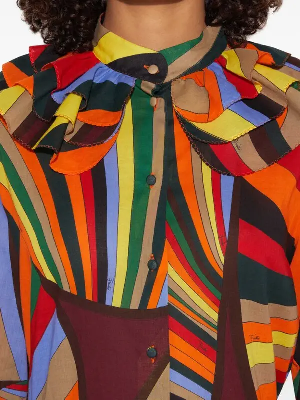 Emilio Pucci Abstract Print Ruffled Blouse