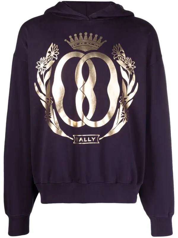 Bally Logo-print Organic Cotton Hoodie - Purple