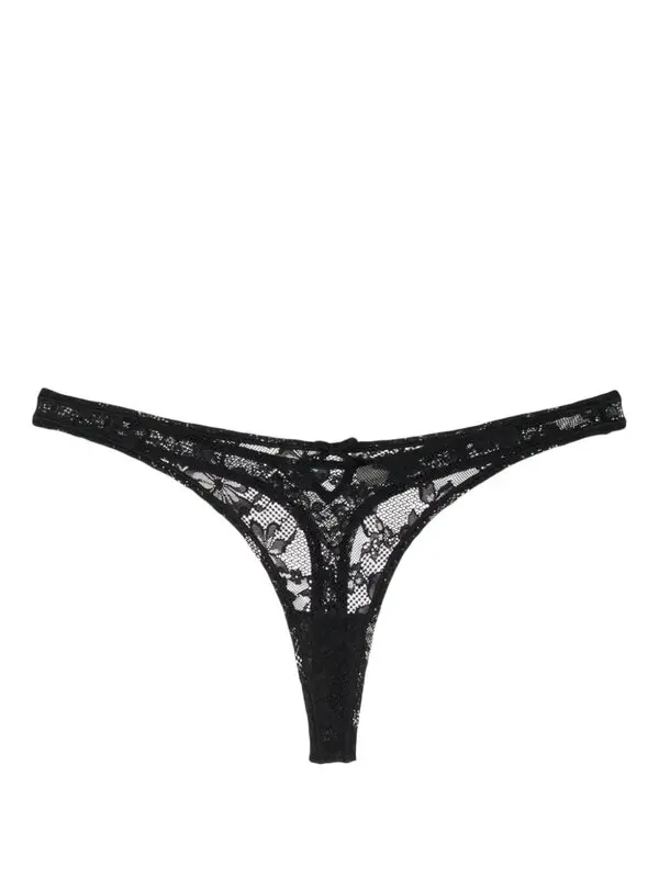 Fleur Du Mal Le Stretch Lace Thong - Black