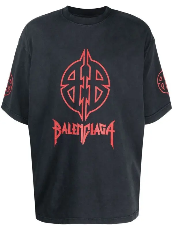 Balenciaga Logo-print Cotton T-shirt - Black