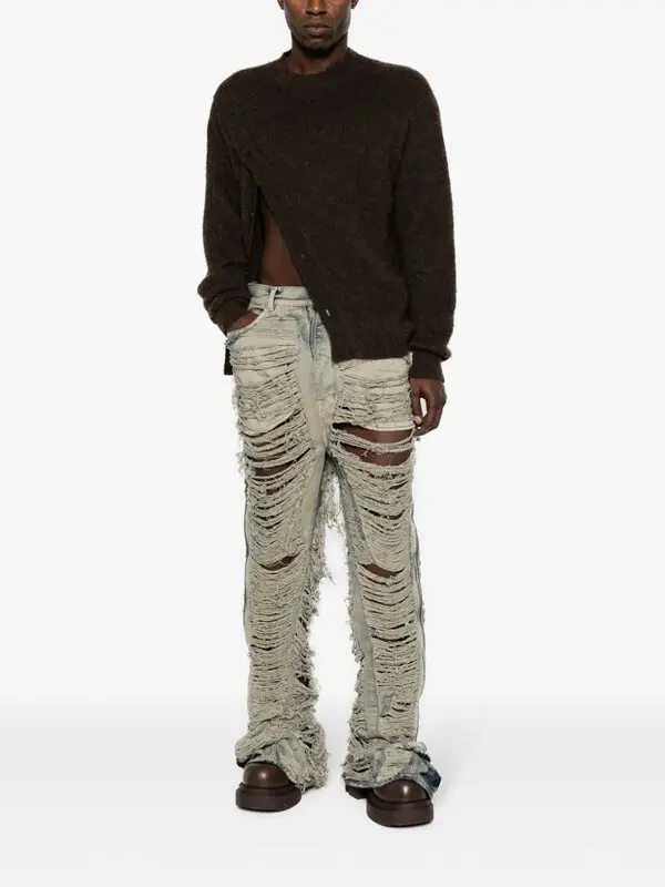 Rick Owens Distressed Slim-cut Jeans - Neutrals