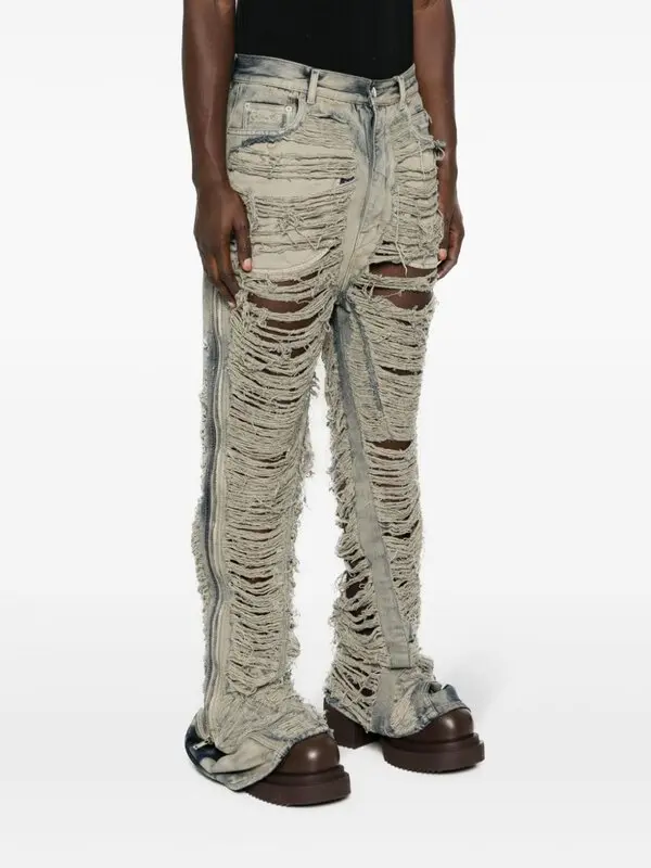 Rick Owens Distressed Slim-cut Jeans - Neutrals