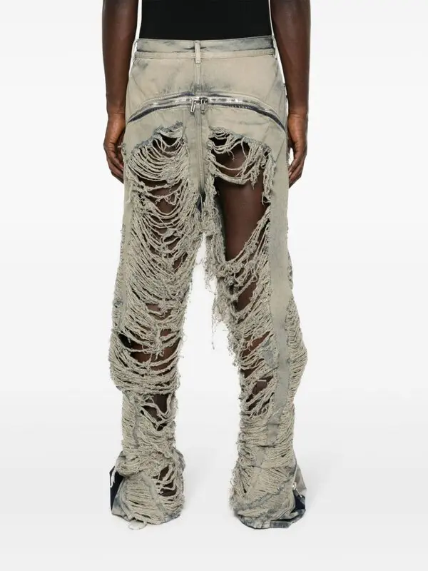 Rick Owens Distressed Slim-cut Jeans - Neutrals