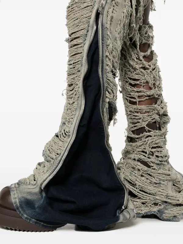 Rick Owens Distressed Slim-cut Jeans - Neutrals