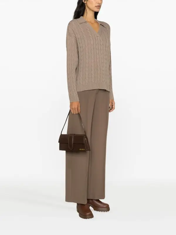 Peserico Cable-knit Wool-blend Polo Jumper