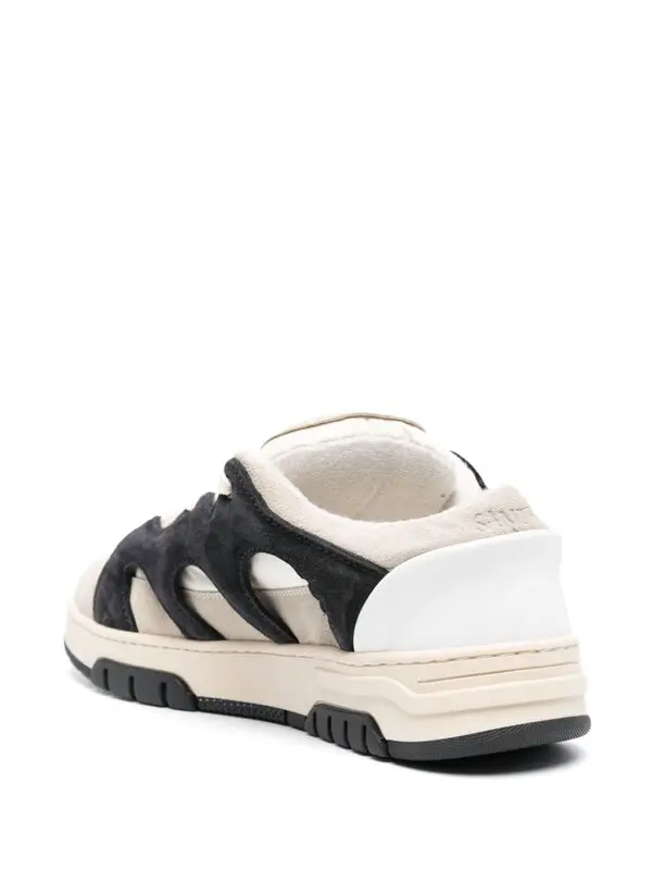 SANTHA Two-tone Panelled Suede Sneakers - Neutrals