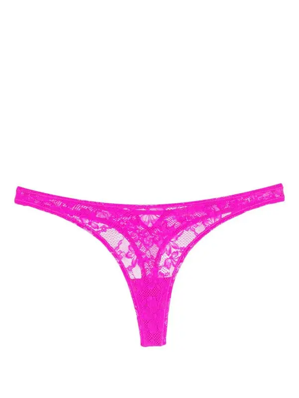 Fleur Du Mal Le Stretch Lace Thong - Pink