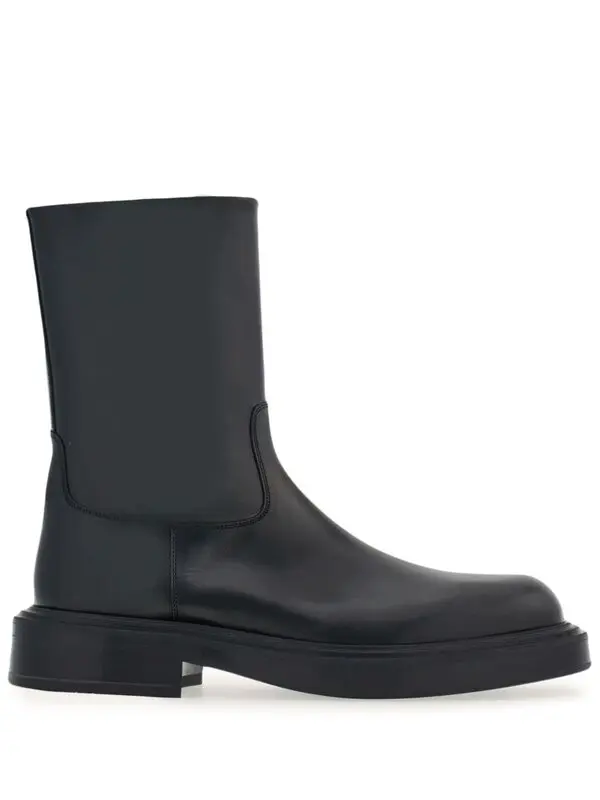 FERRAGAMO Panelled Patent-leather Ankle Boots