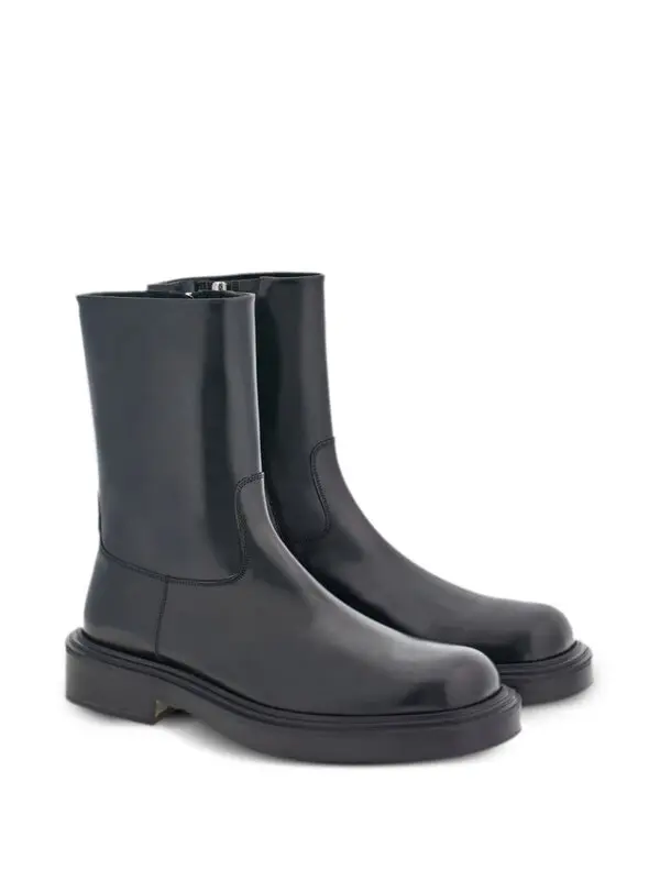 FERRAGAMO Panelled Patent-leather Ankle Boots