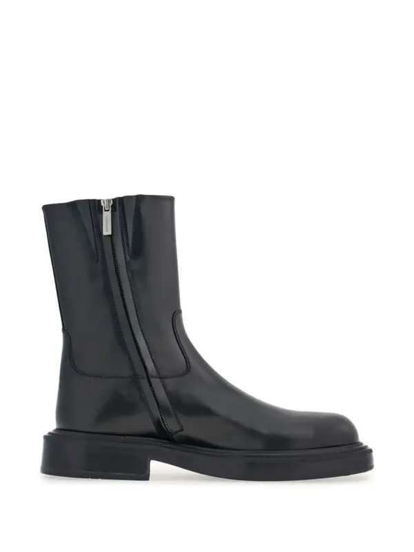 FERRAGAMO Panelled Patent-leather Ankle Boots