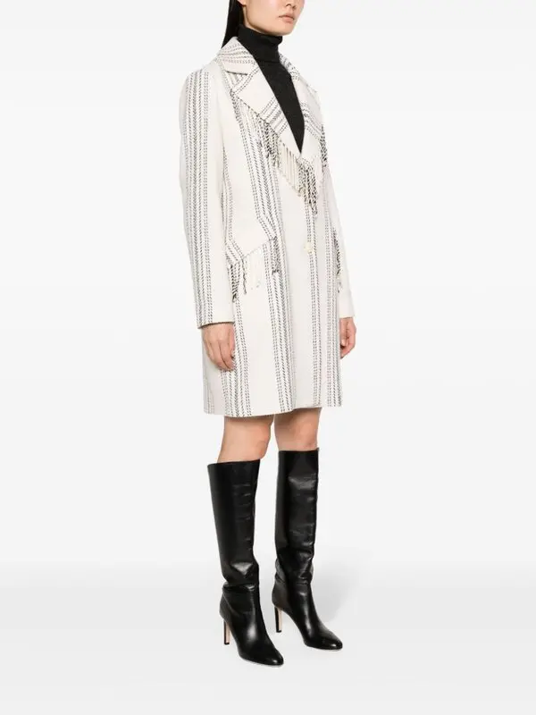 TWINSET Jacquard Fringed Coat