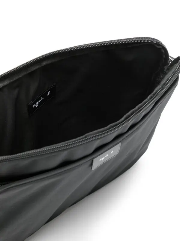 AGNES B. Logo-patch Zipped Laptop Bag - Black