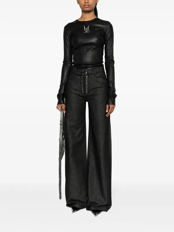 LUDOVIC DE SAINT SERNIN Rhinestone-embellished Leather Top