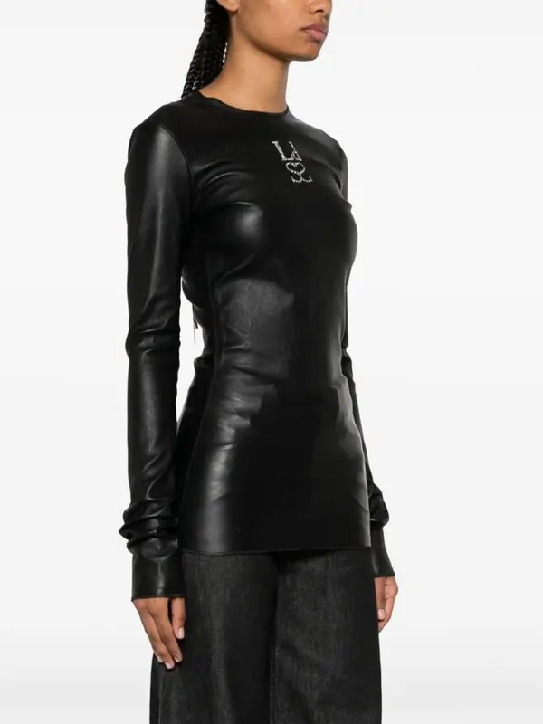 LUDOVIC DE SAINT SERNIN Rhinestone-embellished Leather Top