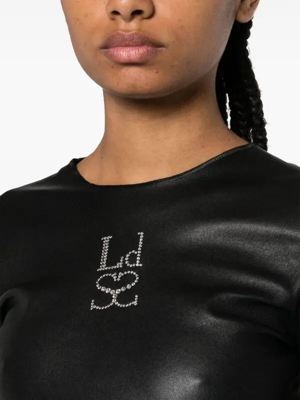 LUDOVIC DE SAINT SERNIN Rhinestone-embellished Leather Top