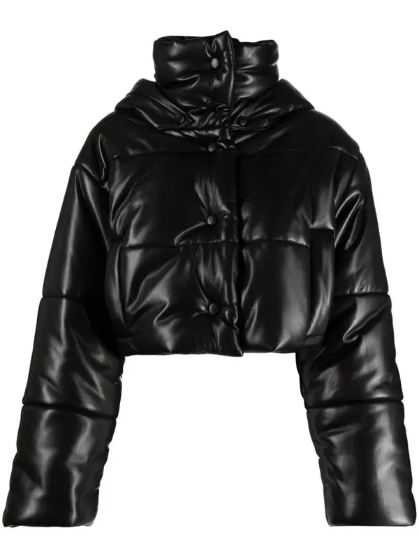 Nanushka Aveline Faux Leather Puffer Jacket - Black - 50